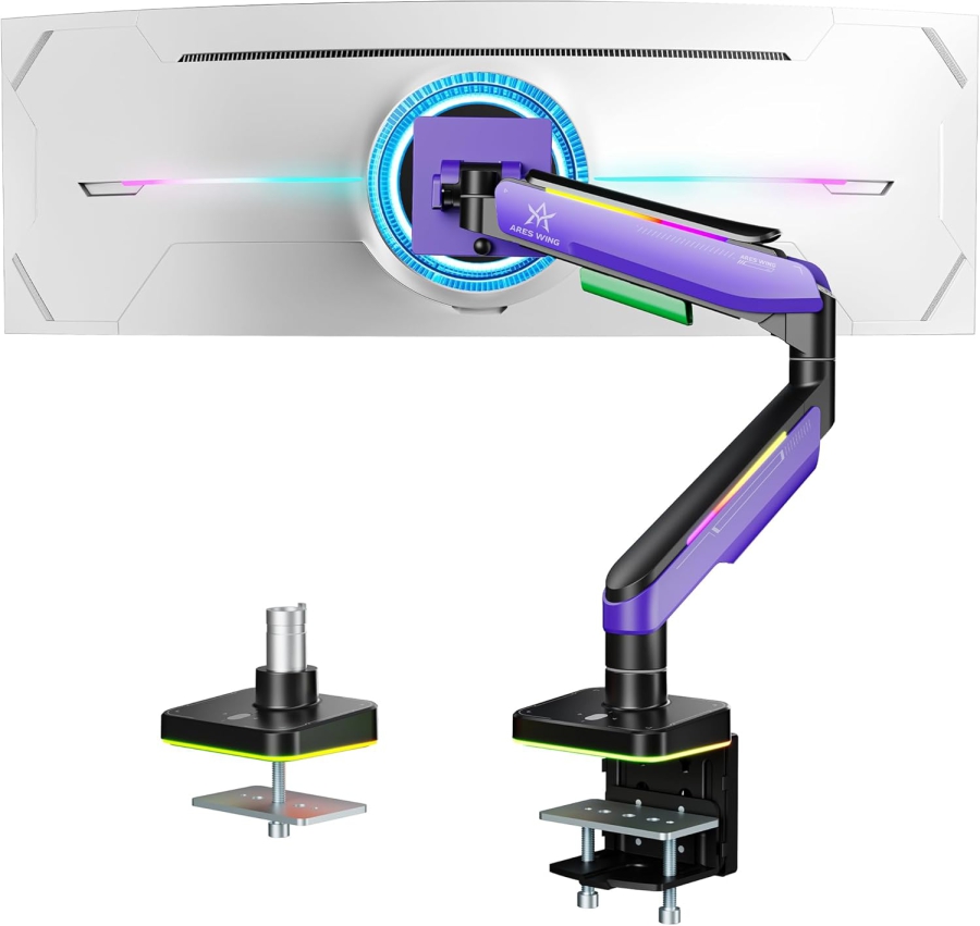 ARES WING RGB Gaming Monitor Mount Purple 17-49 Inch